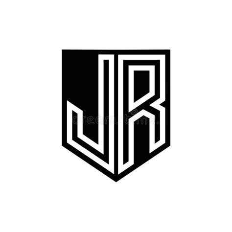 Jr Logo Monogram Shield Geometric White Line Inside Black Shield Color
