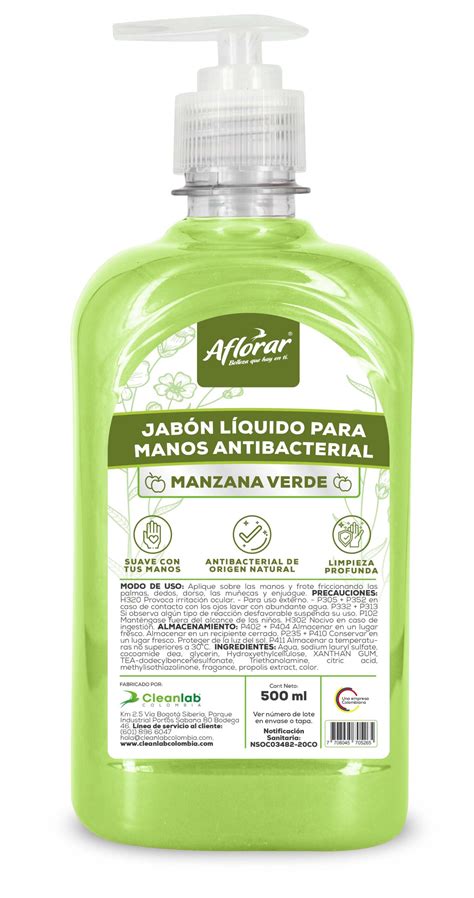 Jabón Líquido Para Manos Antibacterial Manzana Verde Aflorar Cleanlab Colombia S A S