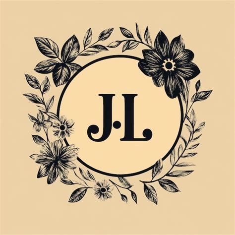 J Monogram Lettering With Floral Frame Hand Drawn Vector Illustration Premium Ai Generated Image