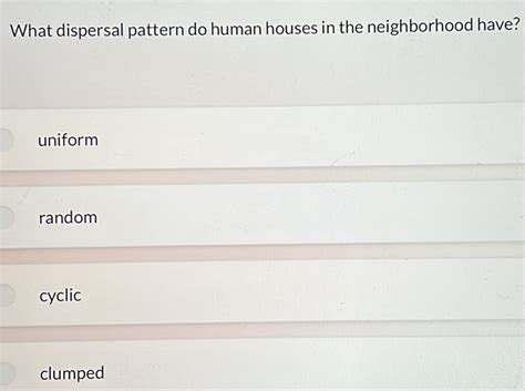 What Dispersal Pattern Do Human Houses In The Neighborhood Have