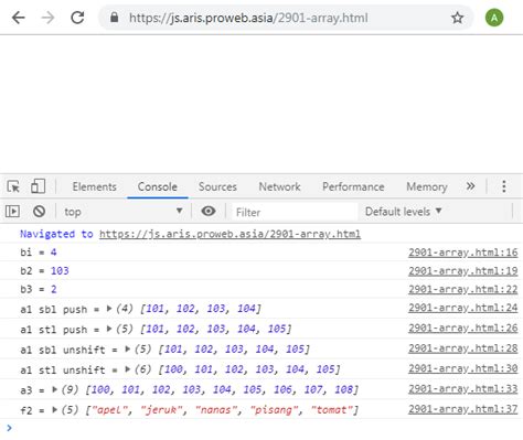 Operasional Array Pada Javascript Pt Proweb Indonesia
