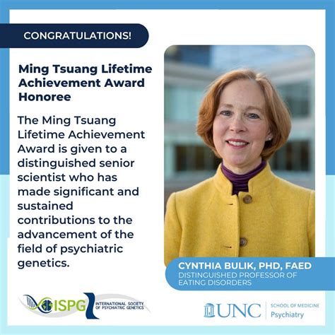 Congratulations To Dr Cynthia Bulik On The International Society Of