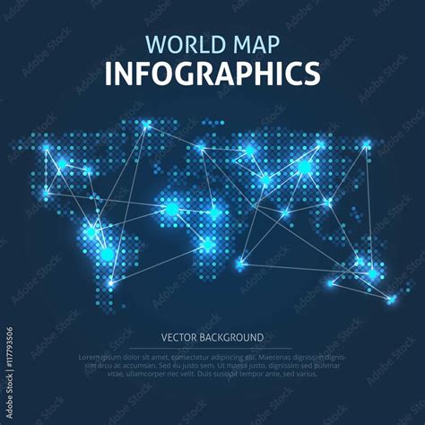 Illuminated World Map Infographic Stock Vector Adobe Stock