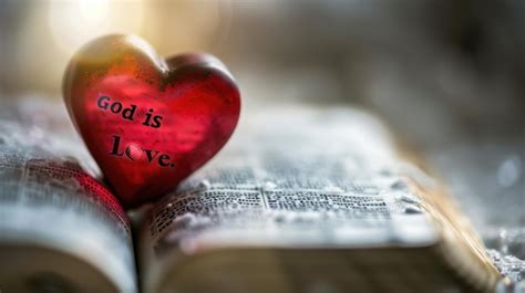 Premium Photo Red Glass Heart With God Is Love Text Placed On Open