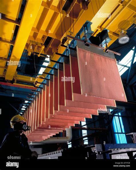 Copper Refining Showing Electro Refining With Electrodes Being Lifted From Sulphuric Acid Bath