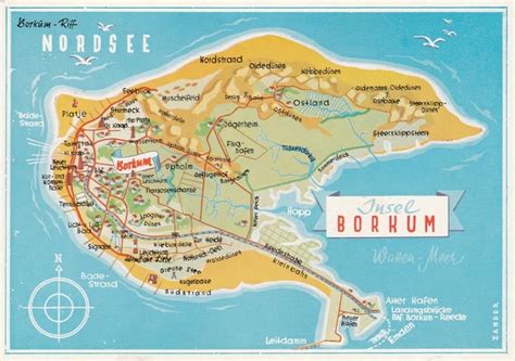 Ak Map Landkarte Umgebungskarte Insel Borkum Eur 100 Picclick De