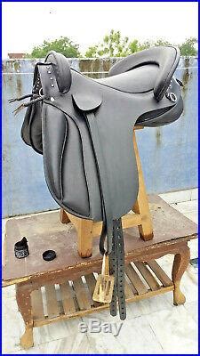Spanish Saddle 18 On Dd Leather Buffalo Black Color On Drum Dye