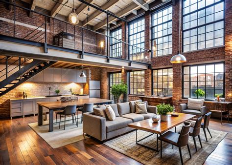 Chic Urban Loft Apartment With Large Windows And Exposed Brick Walls