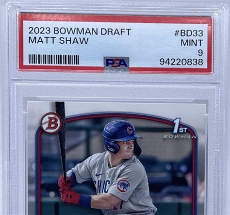 Matt Shaw Rookie Psa 9 2023 Bowman Draft 1st Cubs Speed Power