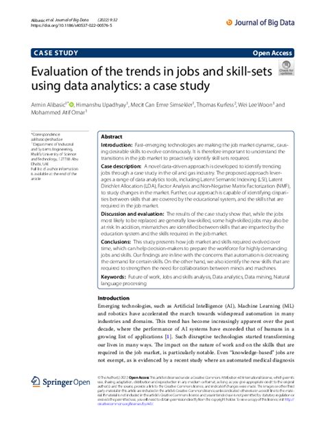 Pdf Evaluation Of The Trends In Jobs And Skill Sets Using Data