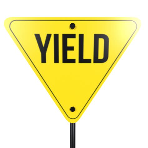 3d Rendering Of A Yellow Yield Sign Set Against A Plain Background