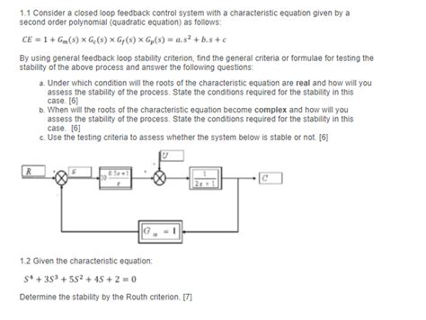Solved 11 Consider A Closed Loop Feedback Control System