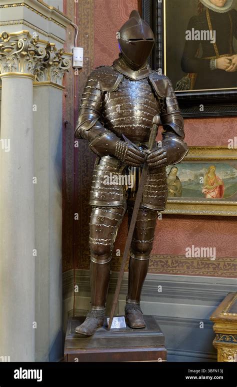 Full Suit Of 16th Century European Plate Armor On Display At The