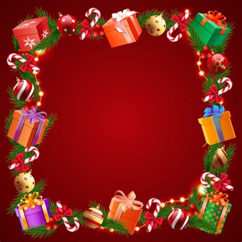 Realistic Frame Template For Christmas Season Celebration Free Vector