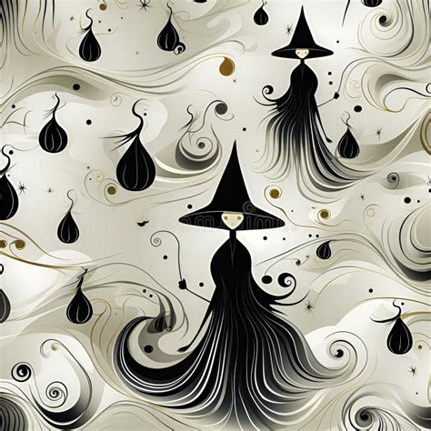 Witches Pattern On White Background Stock Illustration Illustration