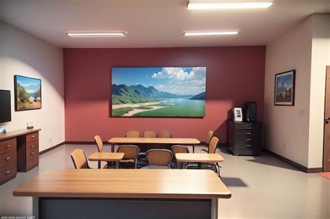 Premium Ai Image Office Conference Table Computer Desk Work Area Intimate Interior Space For