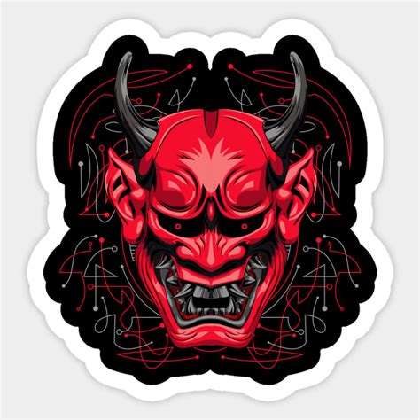 Yokai Oni Mask Yokai Oni Mask Sticker Teepublic