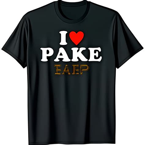 Black T Shirt With Bold I Love Pake Eap Graphic Design And Red Heart