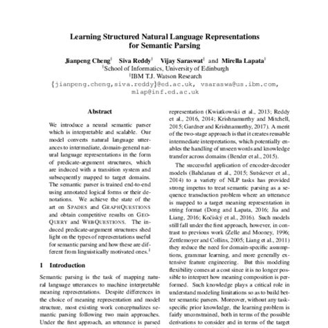Learning Structured Natural Language Representations For Semantic