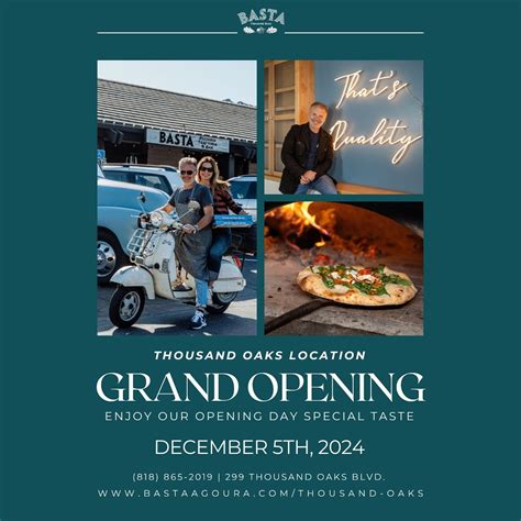 Basta Thousand Oaks Grand Opening Special Taste Event On Thursday