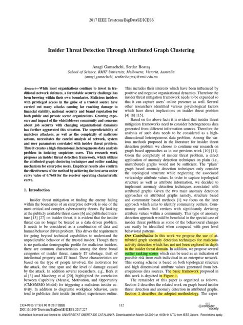 Insider Threat Detection Through Attributed Graph Clustering Pdf