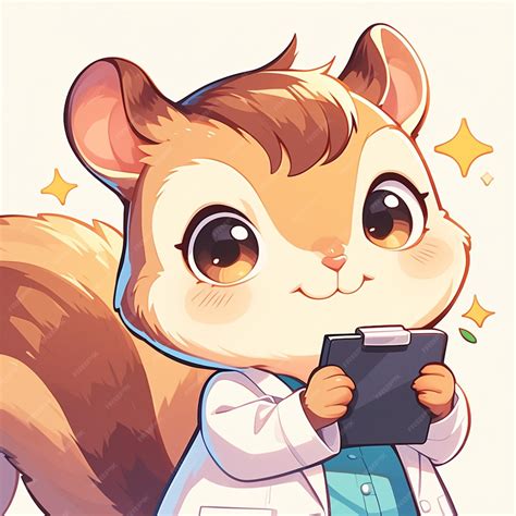 Premium Vector A Clever Squirrel Doctor Cartoon Style