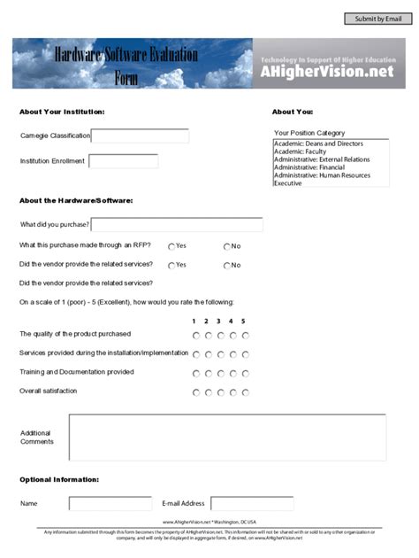 Fillable Online Hardwaresoftware Evaluation Form Fax Email Print