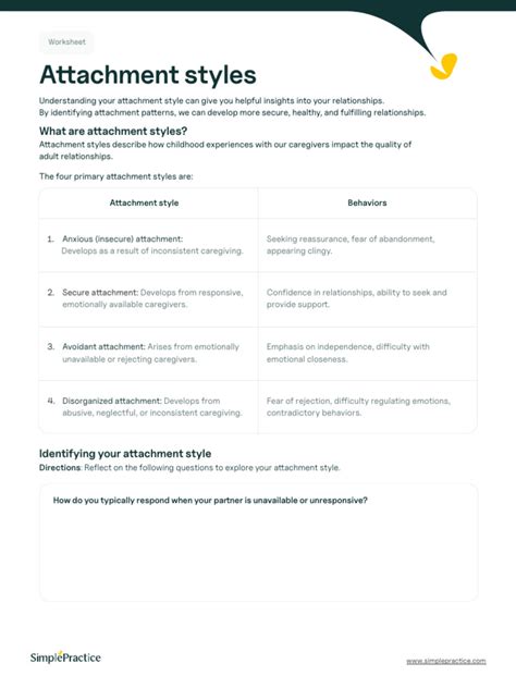 Exploring Your Attachment Style Worksheet Pdf Attachment Theory