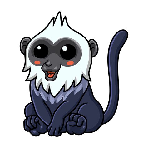 Cute White Headed Langur Cartoon Sitting 15380784 Vector Art At Vecteezy