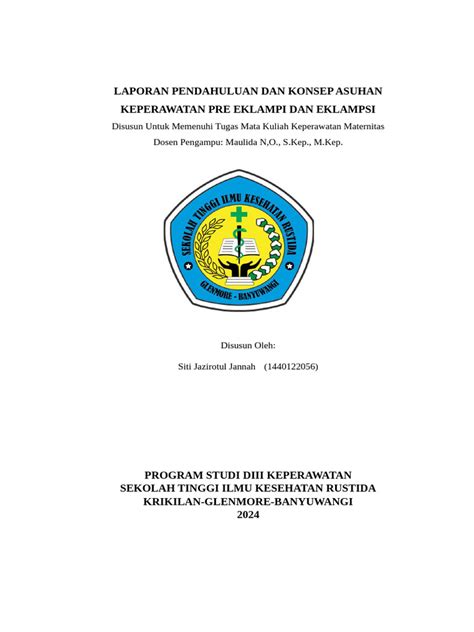 Lp And Askep Pre Eklampsia Dan Eklampsia Siti Jazirotul Jannah Pdf