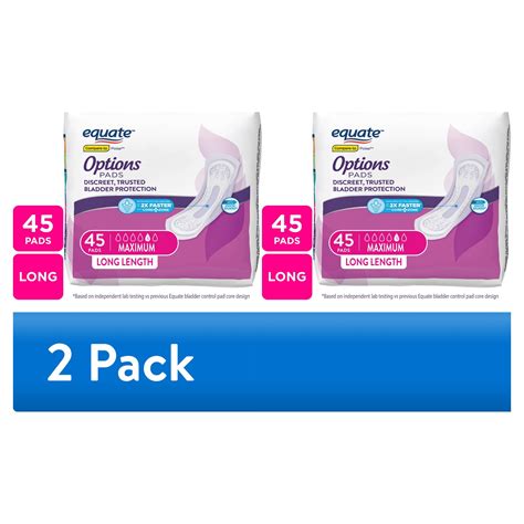 2 Pack Equate Options Womens Incontinence Pads Maximum Absorbency