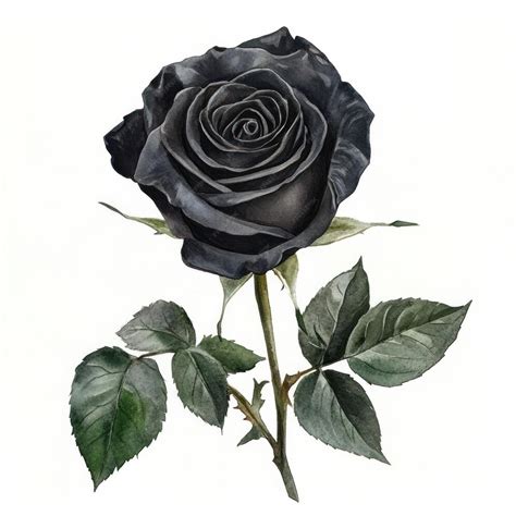 Elegant Black Rose Illustration Premium Ai Generated Image
