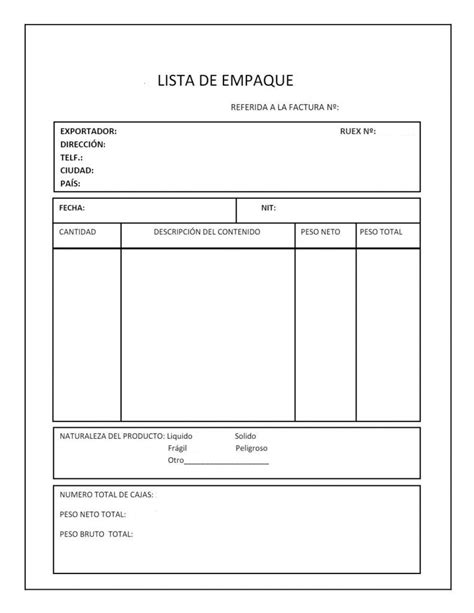 Lista De Empaque ¿por Qué Se Necesita Plantilla Pdf