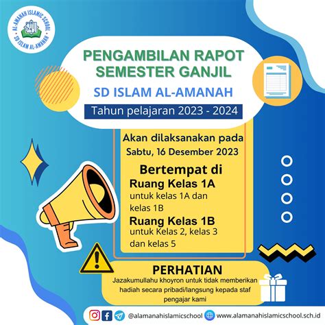 Pengambilan Rapot Semester Ganjil Tahun Pelajaran 2023 2024 Ais Sd