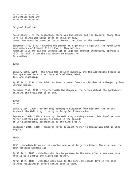 Cod Zombies Timeline Pdf