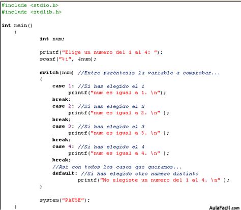 Inicio De La Programación C Switch En Programación