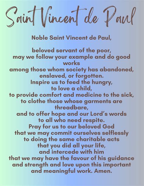St Vincent De Paul Prayer Card Packs Of 10 100 Or 250 National