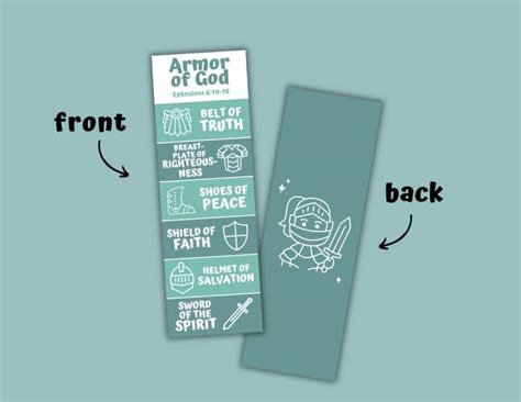 Armor Of God Printable Bookmarks By Badger And Peach Tpt