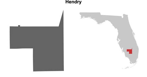 Hendry Condado Florida Blanco Contorno Mapa Conjunto 56387519 Vector