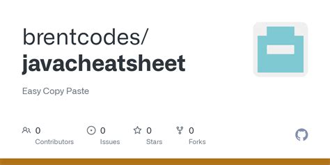 Github Brentcodesjavacheatsheet Easy Copy Paste