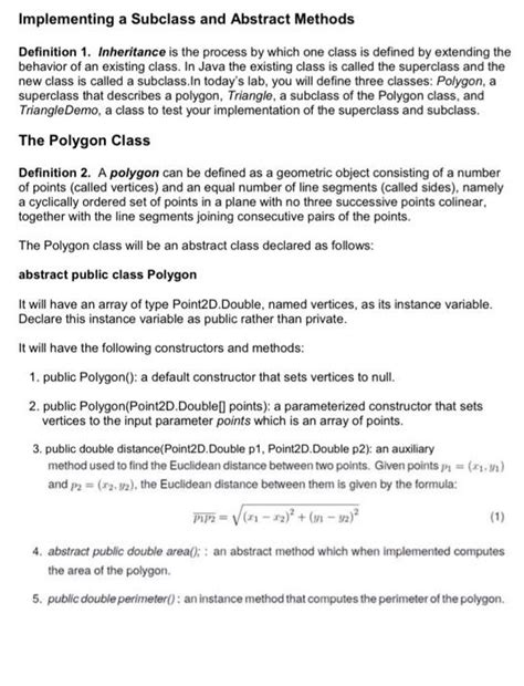 Solved Implementing A Subclass And Abstract Methods