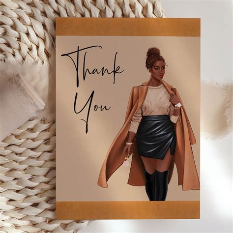 Black Girl Thank You Set Of 4 African American Woman Greeting