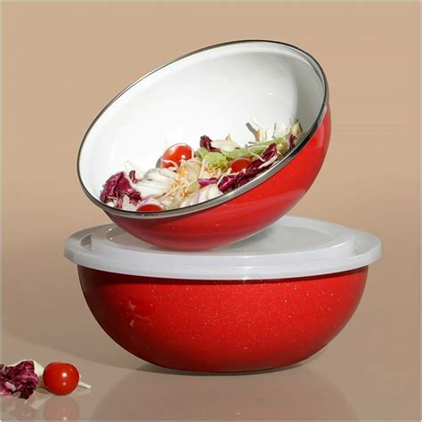 Эмалированная миска с пластиковой крышкой Agness DELUXE 901-056 ...