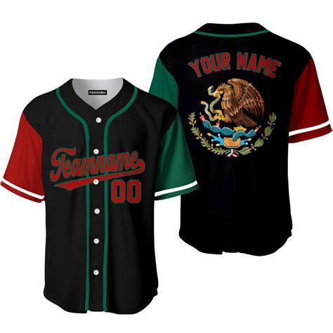 Custom Black Red Green Mexican Flag Baseball Jersey Styletrendy