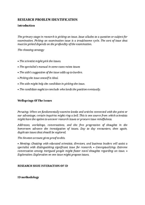 Research Problem Identification Research Problem Identification