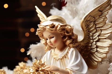 A Statue Of An Angel Holding A Bouquet Of Flowers Suitable For Various