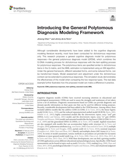 Pdf Introducing The General Polytomous Diagnosis Modeling Framework