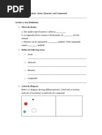 Year 7 Elements And Compounds Worksheet Pdf Chemical Substances