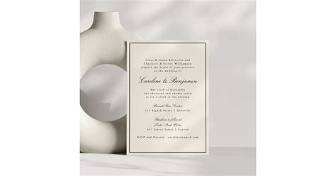 Formal Classic Border Script Elegant Wedding Ivory Invitation Zazzle