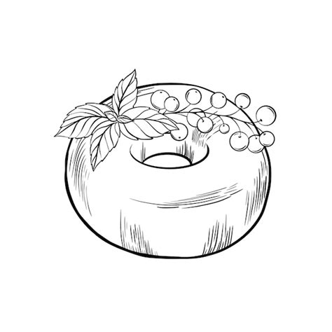 Premium Vector Classical Donut With Currant And Mint Leaves Vector